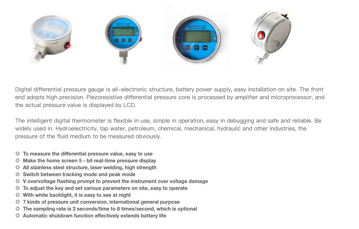Digital differential pressure gauge